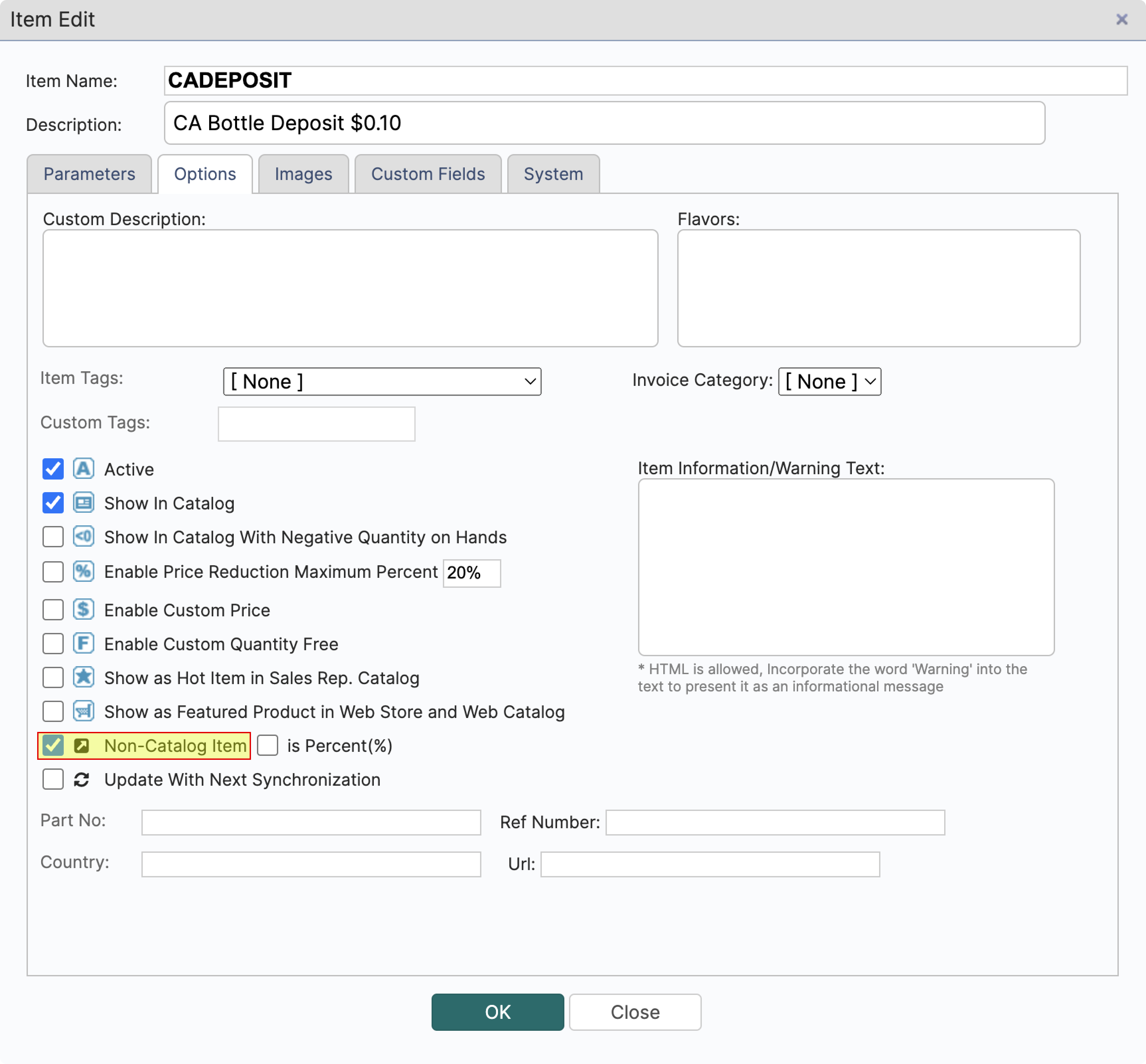 Item Taxes and Deposits Manager | LodDepot Help